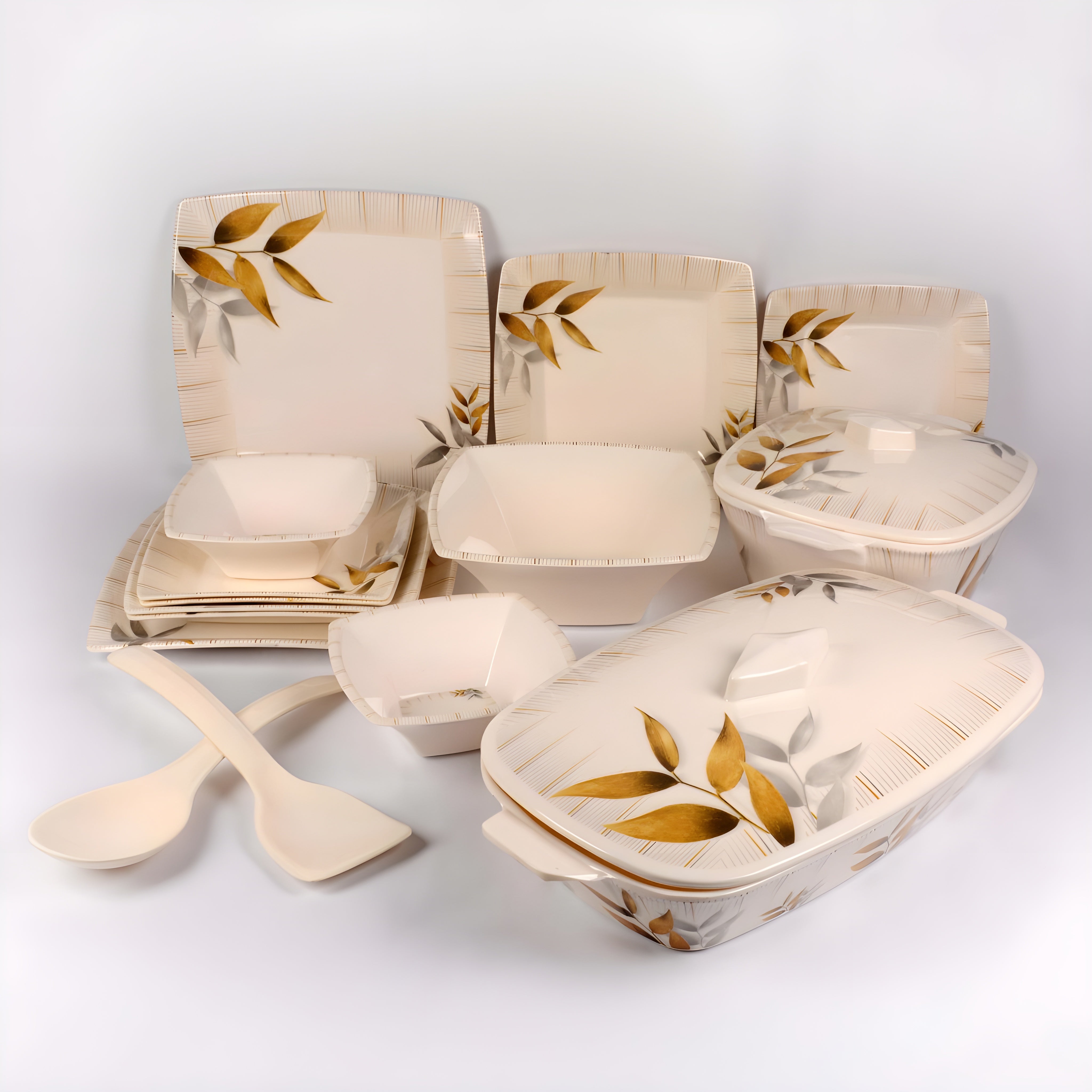 Majestic Melamine Dinner Set Crystal Coated Dinnerware 8 Persons Servi ...